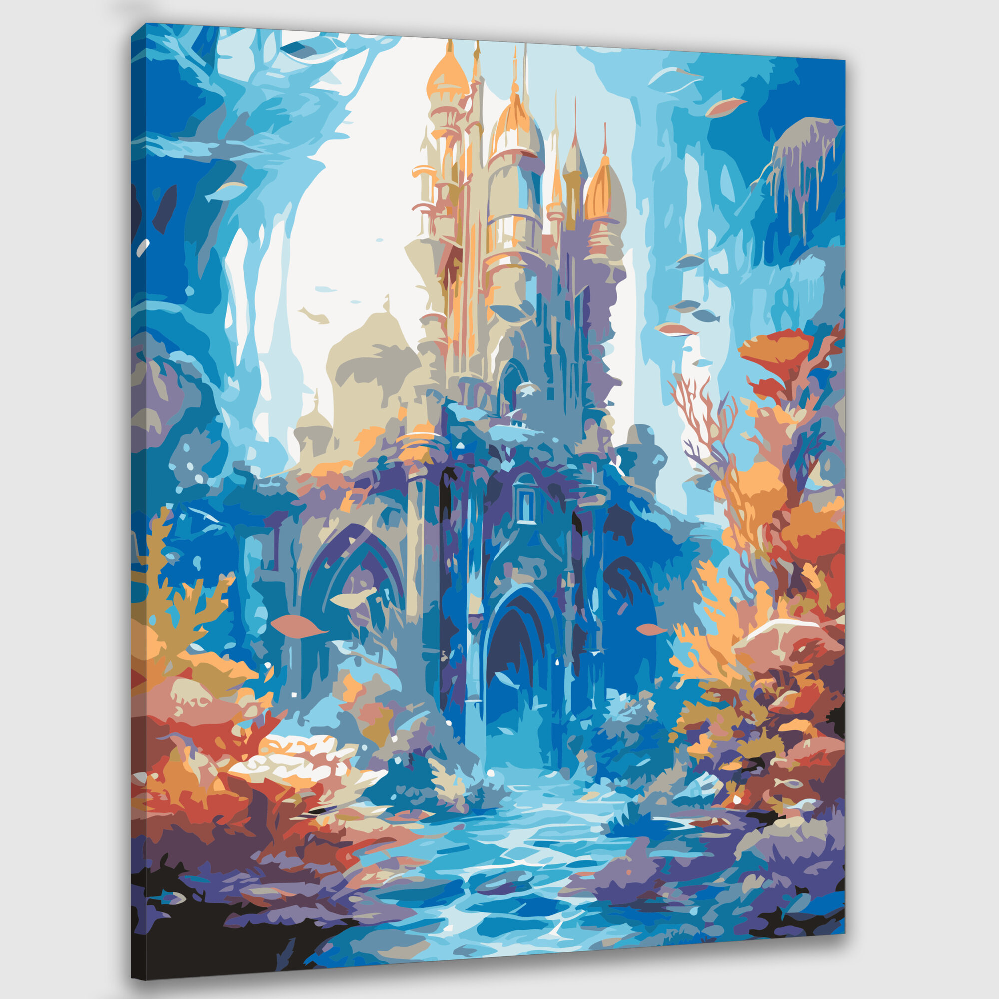 Картина по номерам 40x50 см, акварельная иллюстрация, волшебное подводное царст, коралловые рифы, морские обитатели