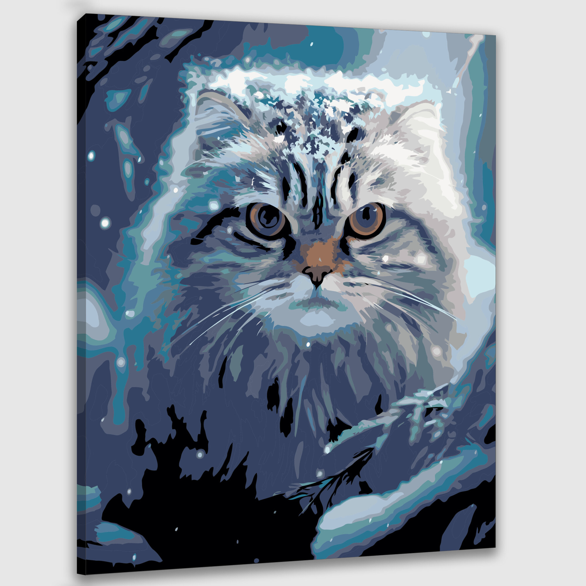 Картина по номерам 40x50 см, манул, заснеженный лес, органичное вписывание, холодная цветовая палитра