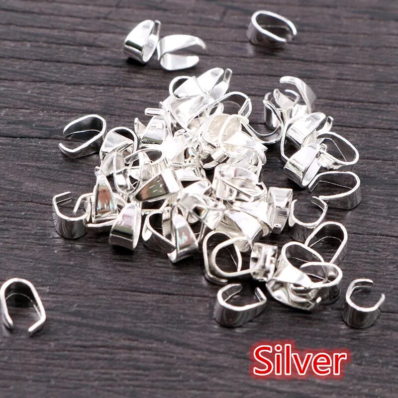 Серебряные зажимы для подвесок 50шт, 9x6x4mm