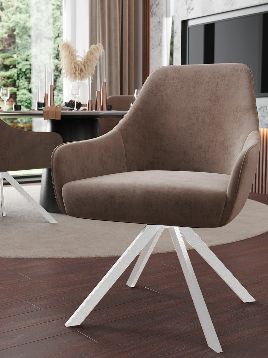 Стул кресло для офиса Амбассадор с поворотным механизмом, мягкий цвет тауп