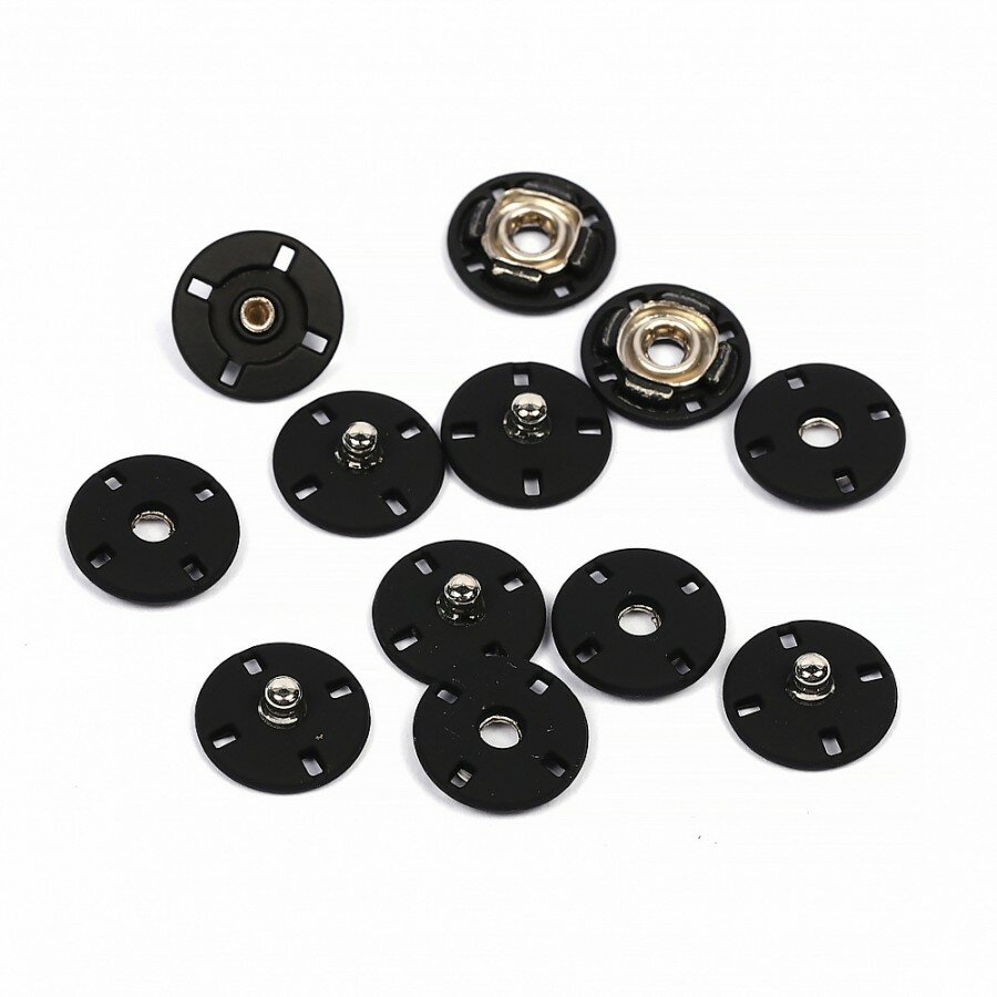 Кнопка пришивная декоративная TBY-S0004 10мм цв. черная резина уп. 20шт