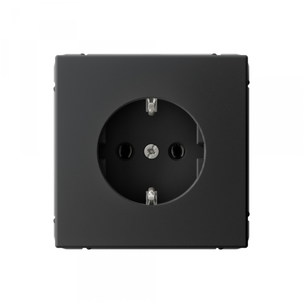 Розетка силовая штепсельная Systeme Electric / Систем Электрик ArtGallery механизм, 16А 250В IP20 карбон с заземлением, GAL001043 / электрооборудование