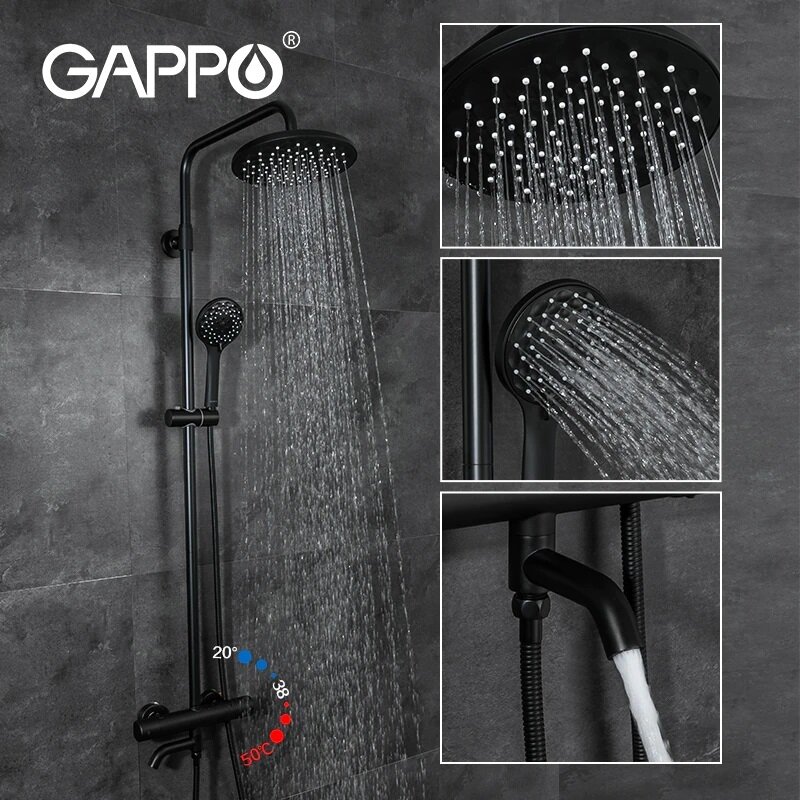 Душевая система с тропическим душем и термостатом Gappo G2490-6