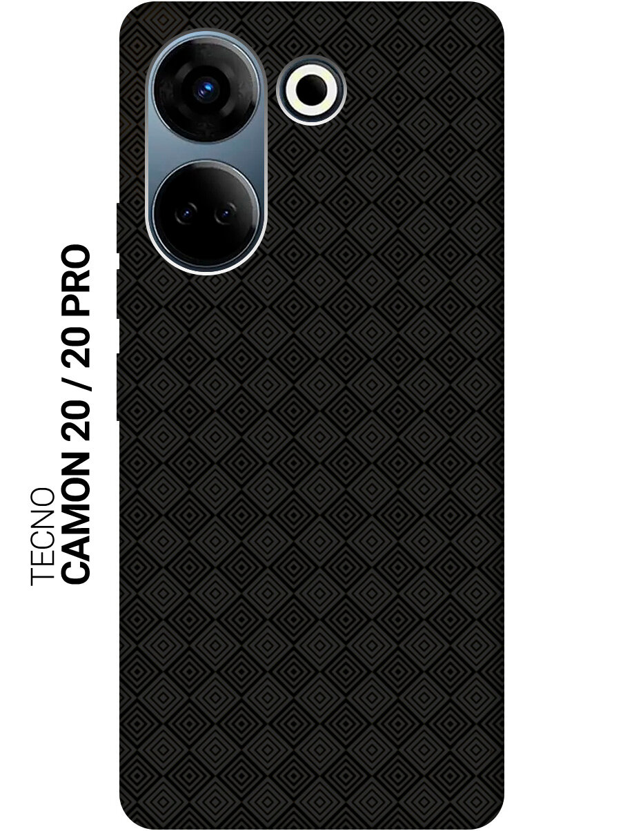 Матовый Soft Touch силиконовый чехол на Tecno Camon 20, 20 Pro, Техно Камон 20, 20 Про с 3D принтом "Magic Squares" черный
