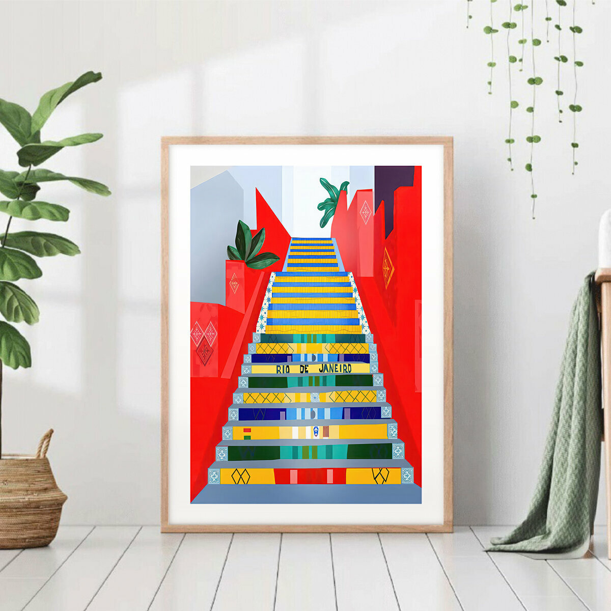 Постер "Лестница в Бразилии, Селарона" без рамы 40x50 см на стену для интерьера