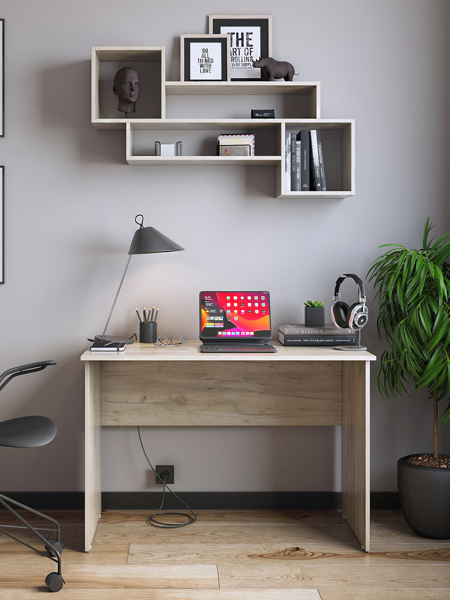 Стол письменный Vif "Армада" дуб крафт серый, 1100х596х750 мм.