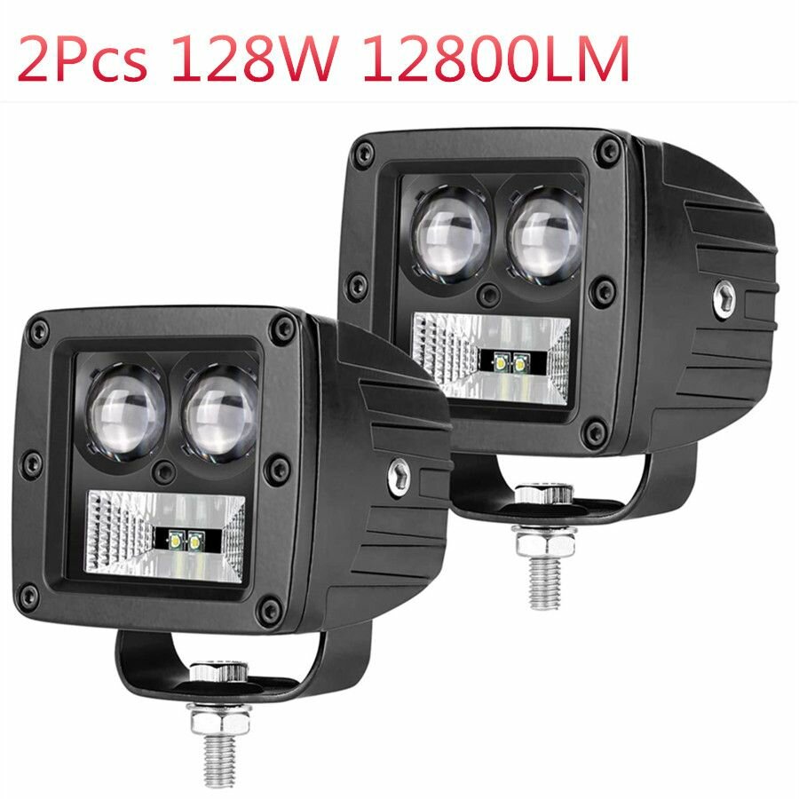 2 штуки светодиодных фонарей cree 128 вт 12800 лм 3 дюйма для бездорожья