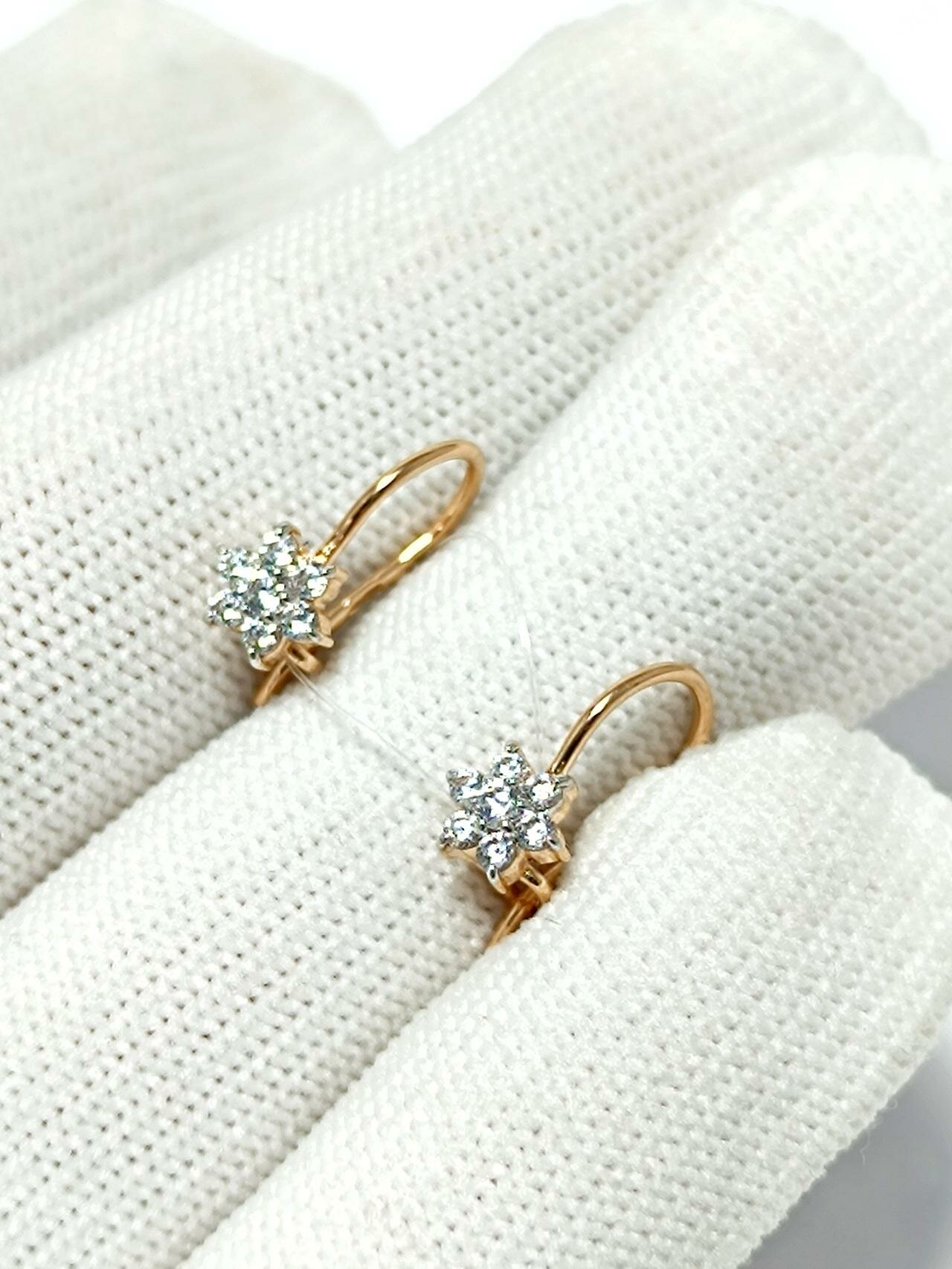 Серьги, красное золото, 585 проба, фианит