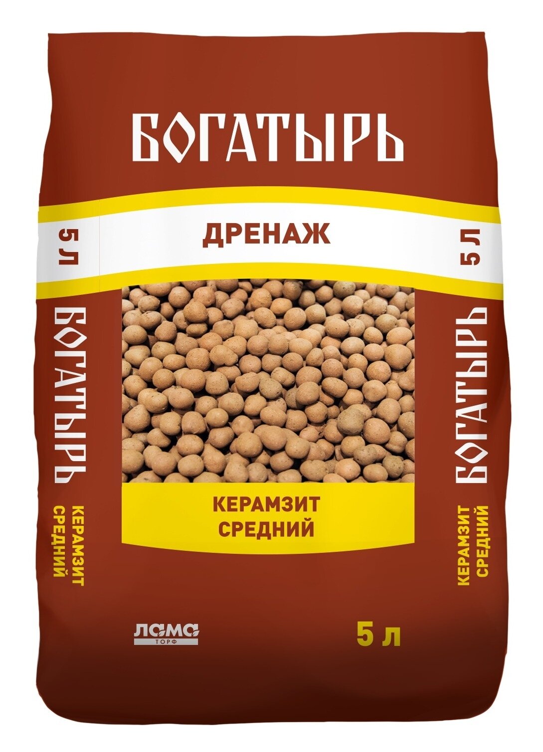 Дренаж Лама Торф Богатырь для растений, средний, керамзитовый, 5л / все для сада