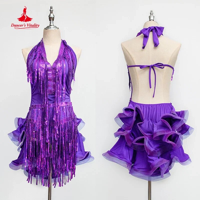 Платье для латинских танцев Dancer's Vitality, фиолетовое, 5XL