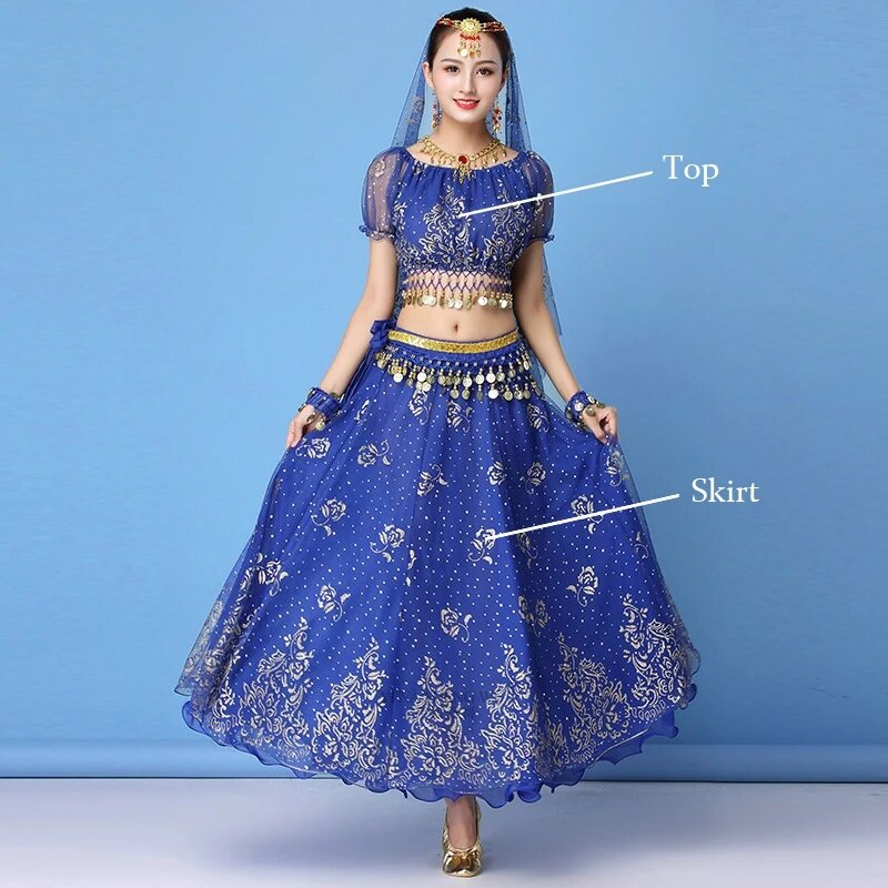 Танцевальный комплект YI NA SHENG WU для танца живота 2pcs-blue