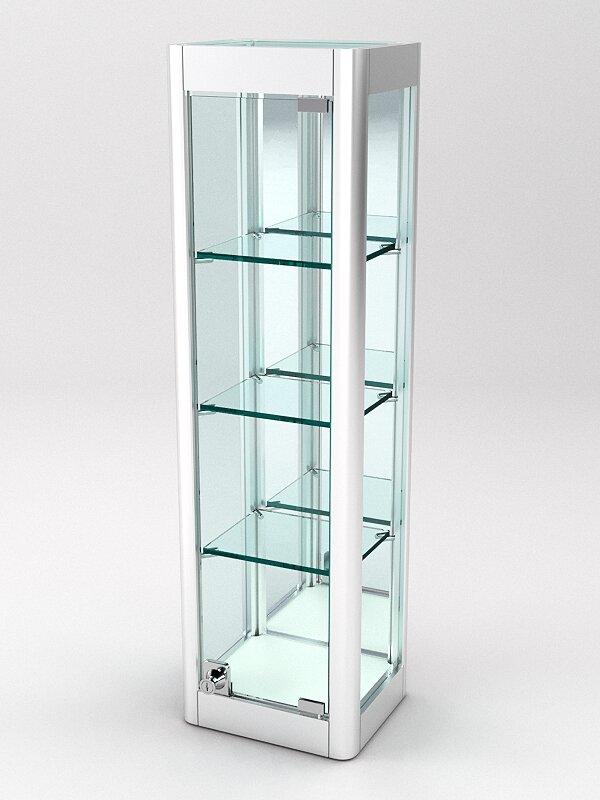 Витрина из профиля настенная "вайб ИКС" №5-3П-З-170 (задняя стенка Зеркало), Белый