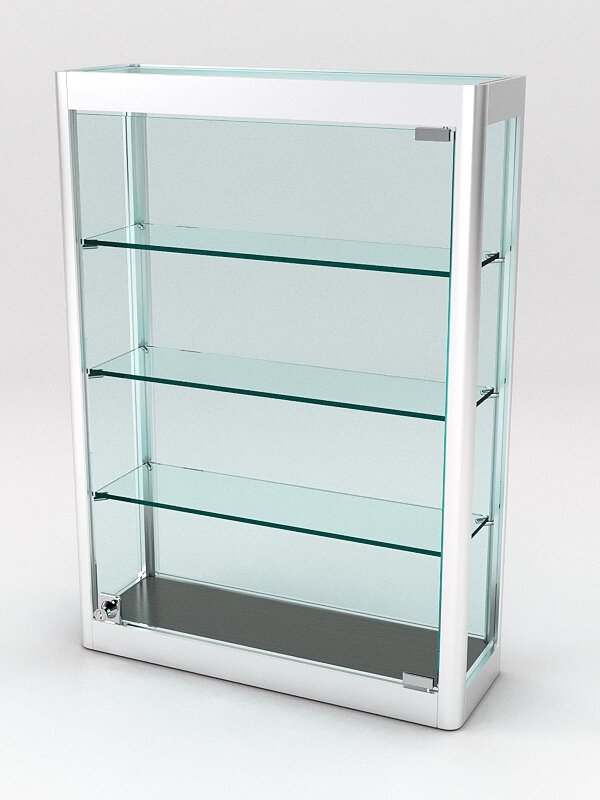 Витрина из профиля настенная "вайб ИКС" №2-3П-С-170 (задняя стенка Cтекло), Дуб Венге