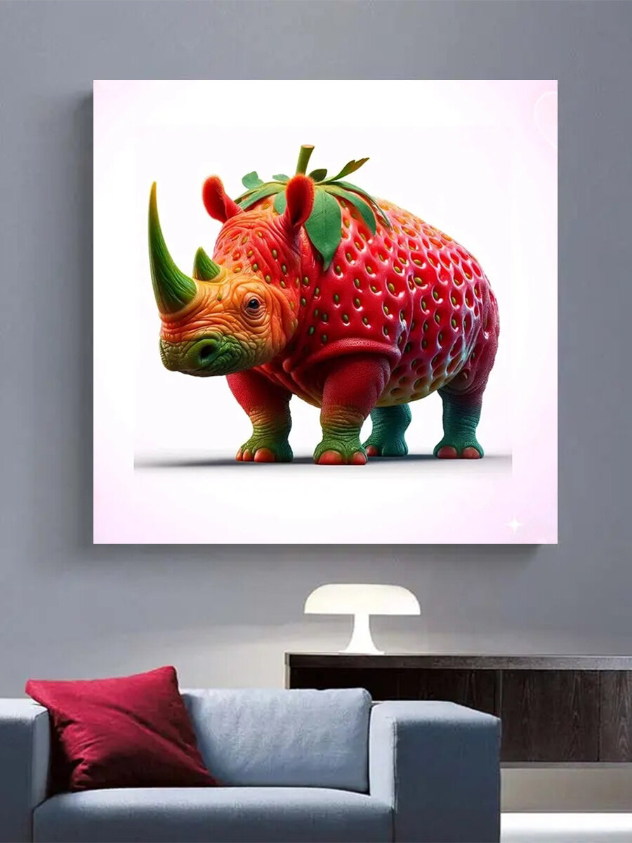 Рино рино строуберини / Итальянский брейнрот, Картины на стену для интерьера, 40х40 см.