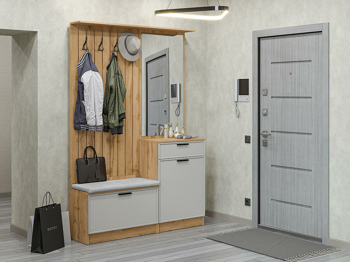 Прихожая Стиль 1.4 метра. Светло-серый