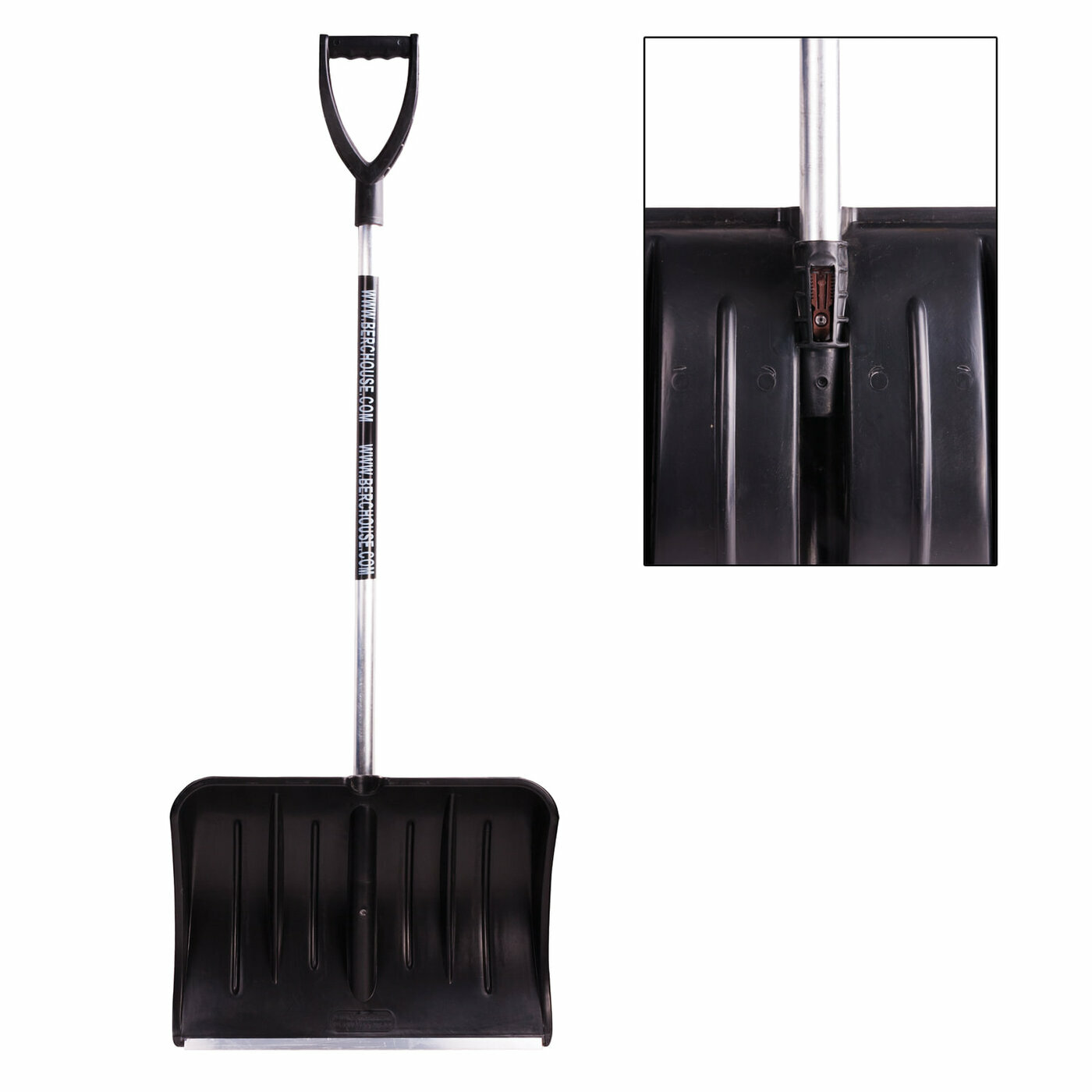 Лопата снегоуборочная КНР пластиковая, 54х37 см, 130 см, с алюминиевым черенком и наконечником (№13)