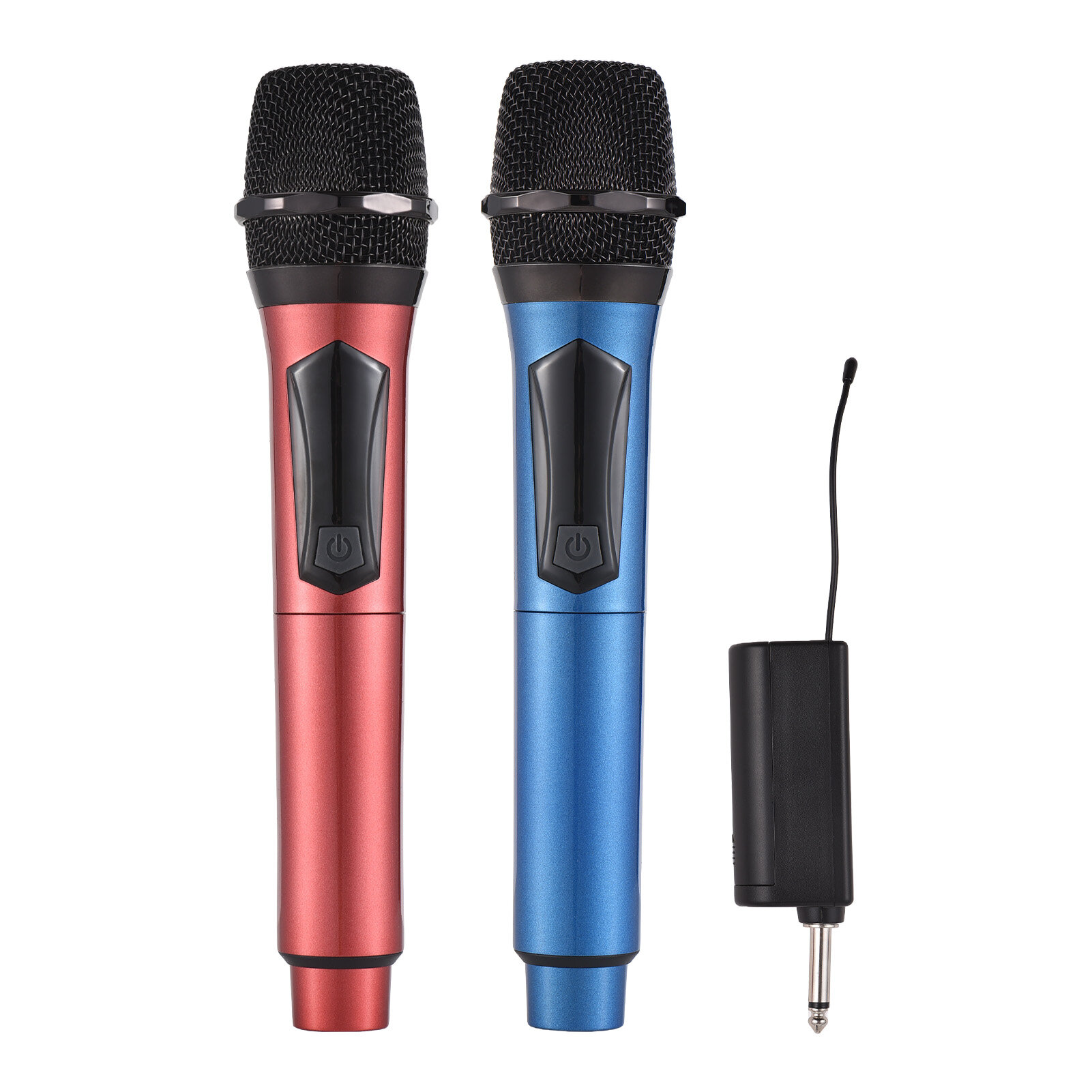 Система беспроводных микрофонов с приемником U Band, ручными микрофонами, цифровым дисплеем, антививибрационным, для домашних кинотеатров, караоке, церкви, речи, свадеб, вечеринок, пения, заряжаемых, 1 приемник с 2 микрофонами, выход 6.35mm, батареи