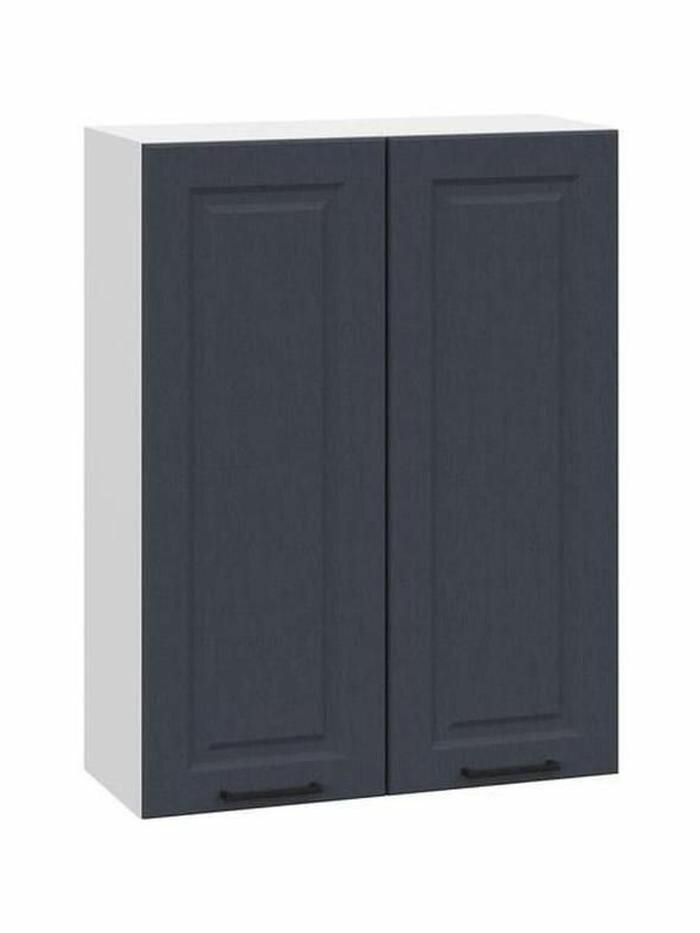 Кухонный модуль навесной, шкаф Шервуд с доводчиками, с полками, 70х29.6х91 см, Белый / Шато индиго