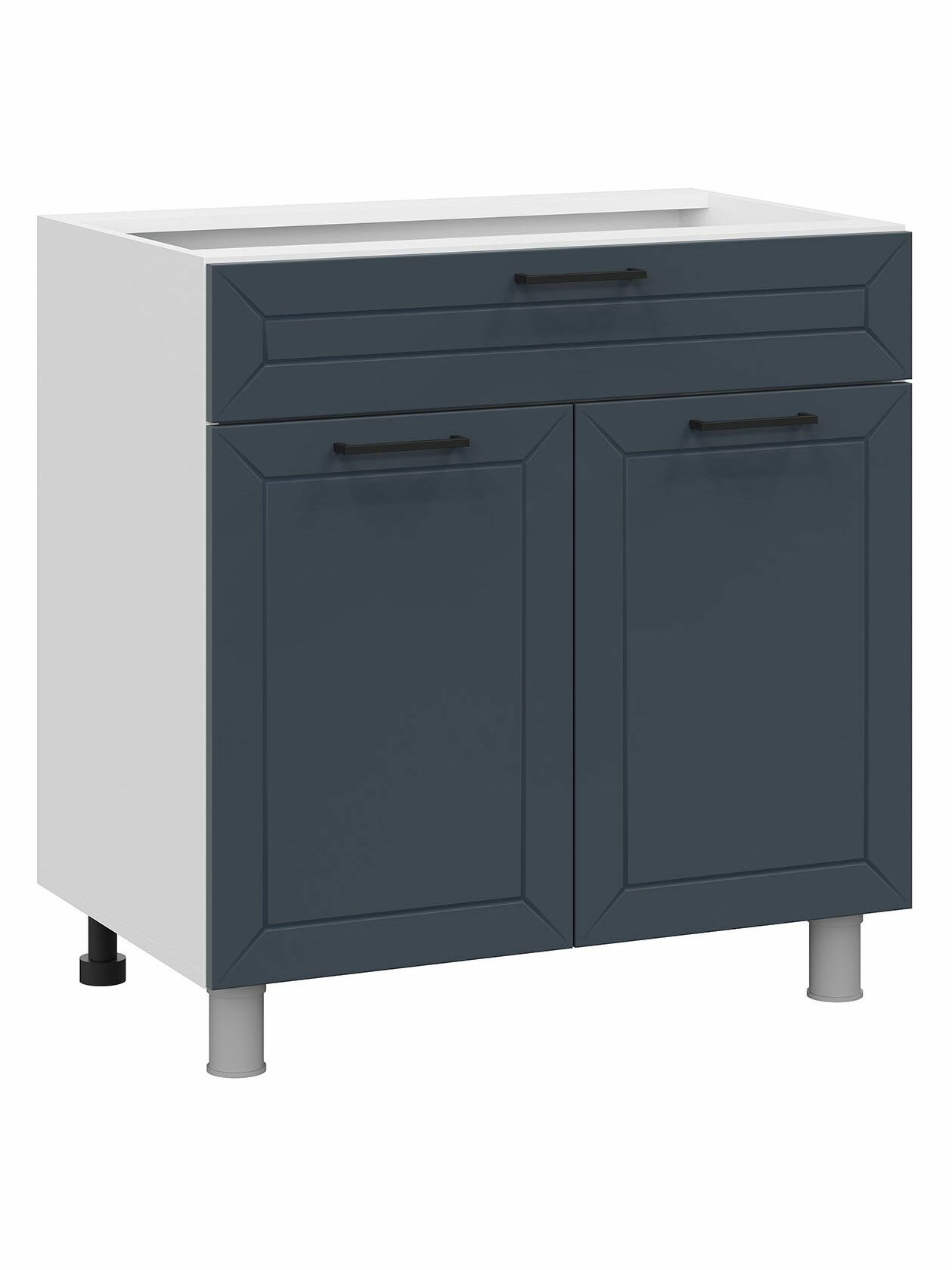 Кухонный модуль напольный, стол Сектор с полками, с ящиками, с доводчиками, 80х50.6х82.4 см, Белый / Океания