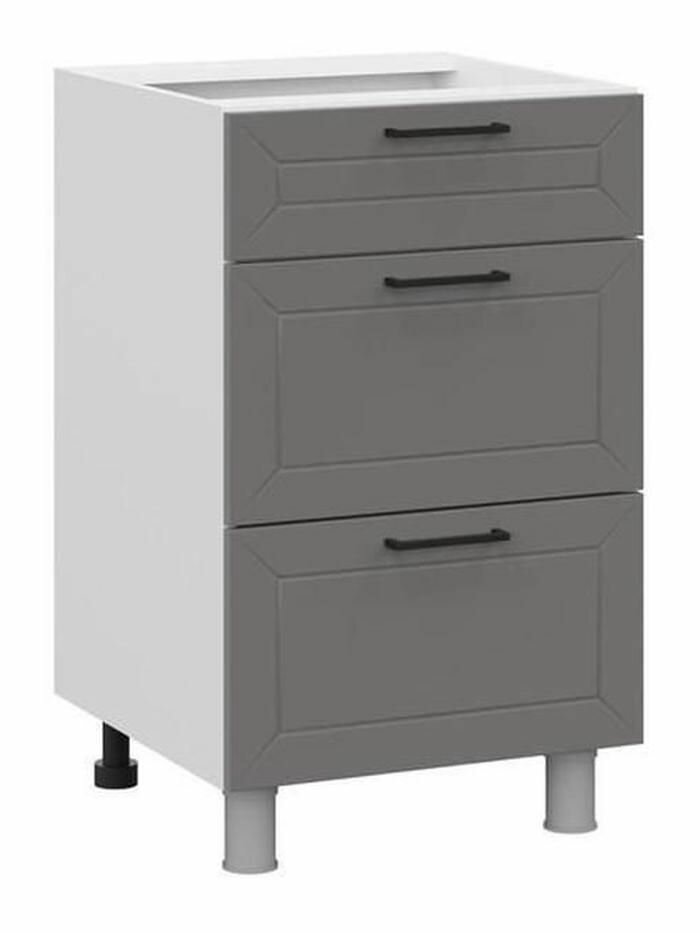 Кухонный модуль напольный, стол Сектор с ящиками, 50х50.6х82.4 см, Белый / Грей