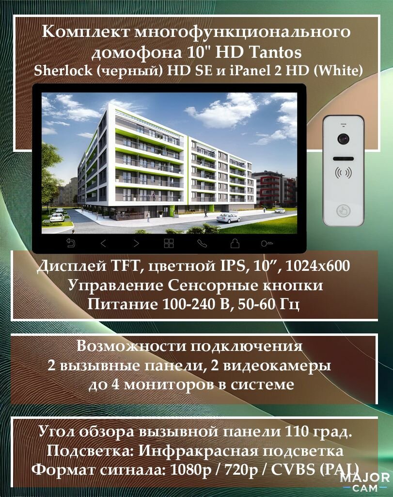 Комплект видеодомофона Sherlock HD SE (Black) и iPanel 2 HD (White)