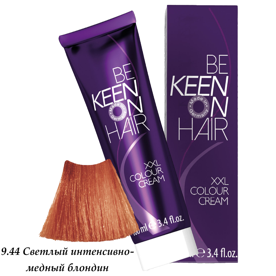 KEEN Крем-краска для волос 9.44 Светлый интенсивно-медный блондин/Hellblond Kupfer-Intensiv Профессиональная краска KEEN COLOUR CREAM, 100мл