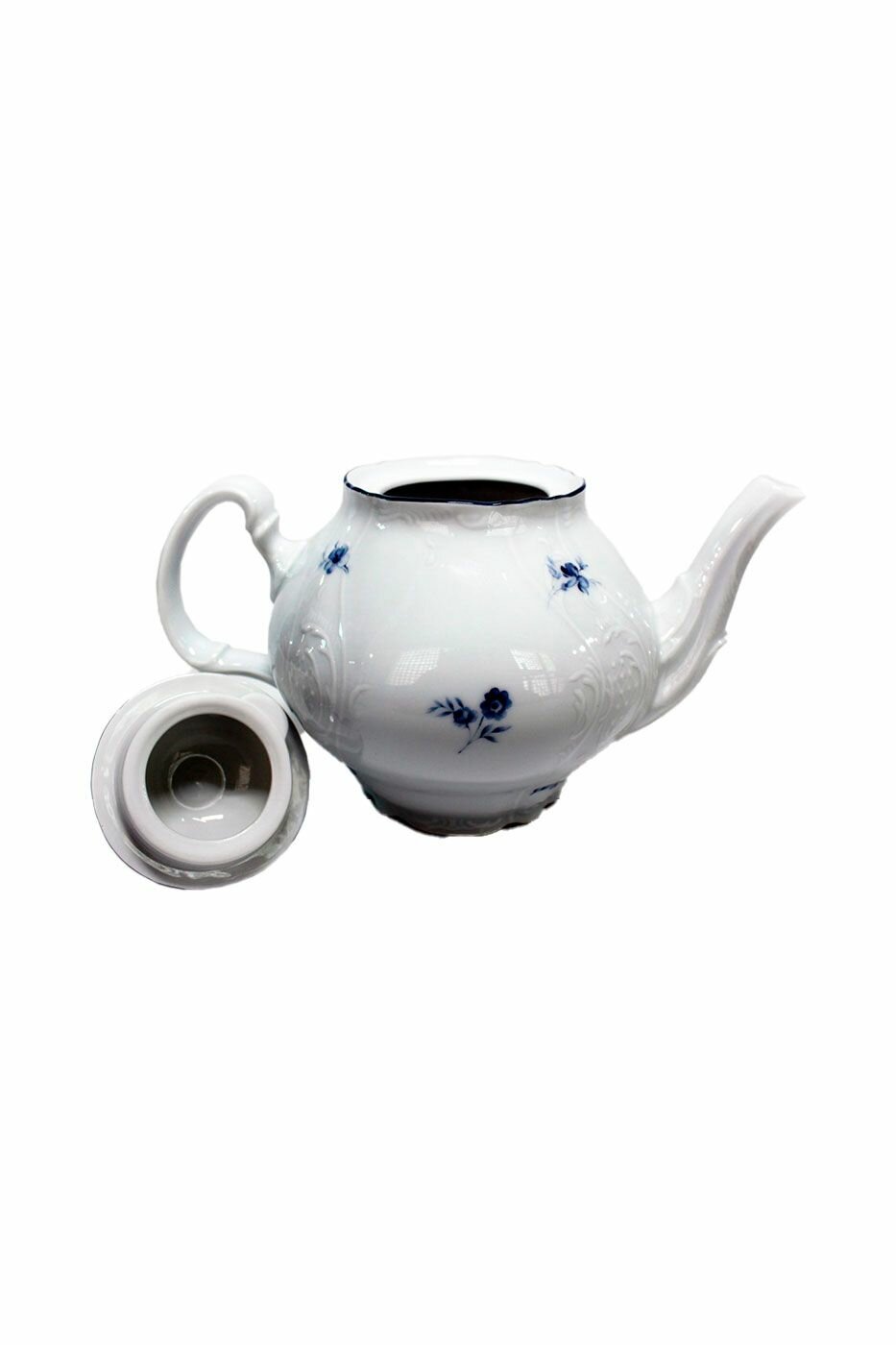 Чайник 1,20 л с крышкой декор "Синие мелкие цветы"