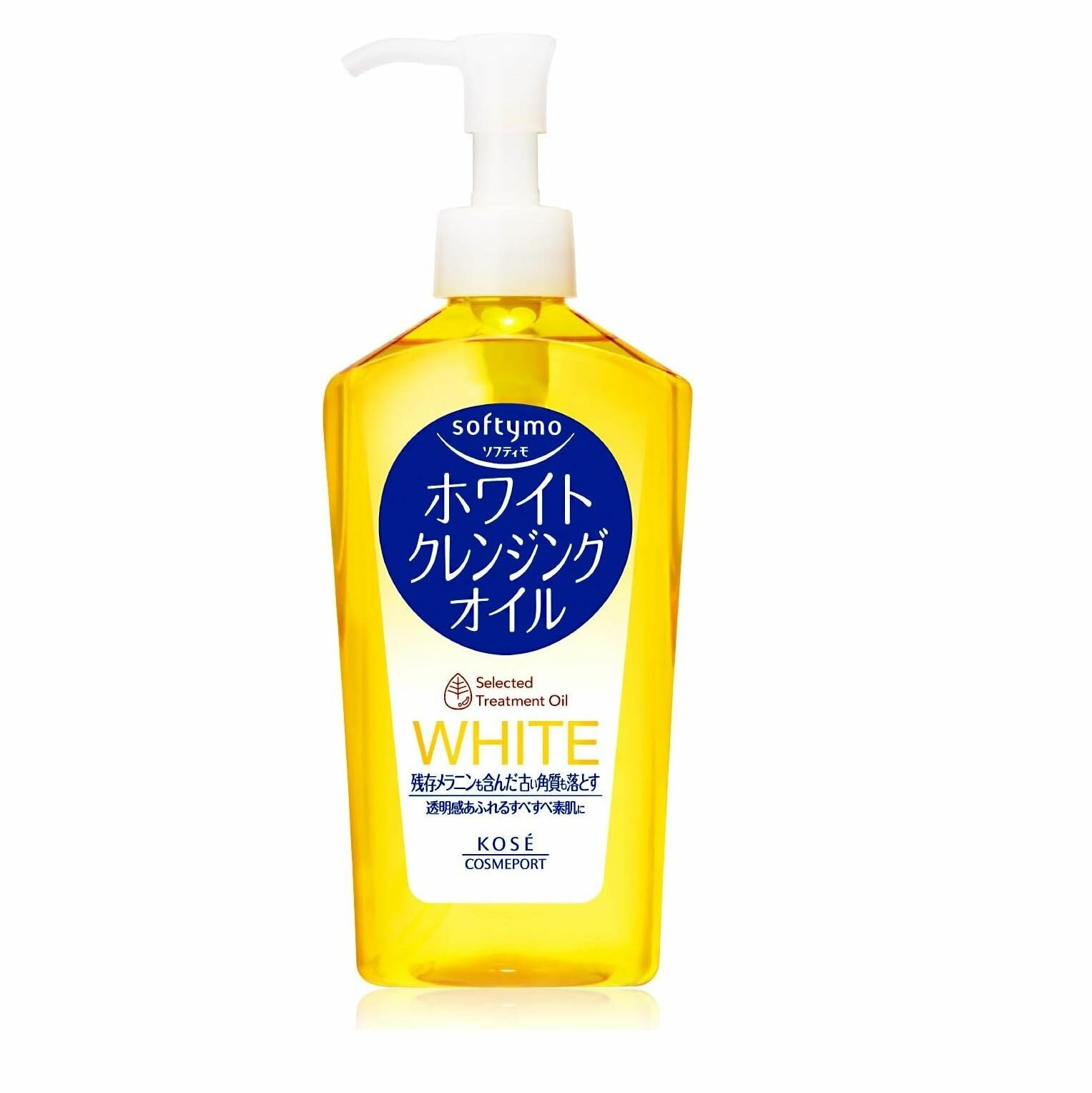 KOSE Гидрофильное масло Softymo White Cleansing Oil для снятия водостойкого макияжа, улучшения тона кожи и контроля выработки меланина с маслом ши, жожоба и оливковым, Япония, 230 мл