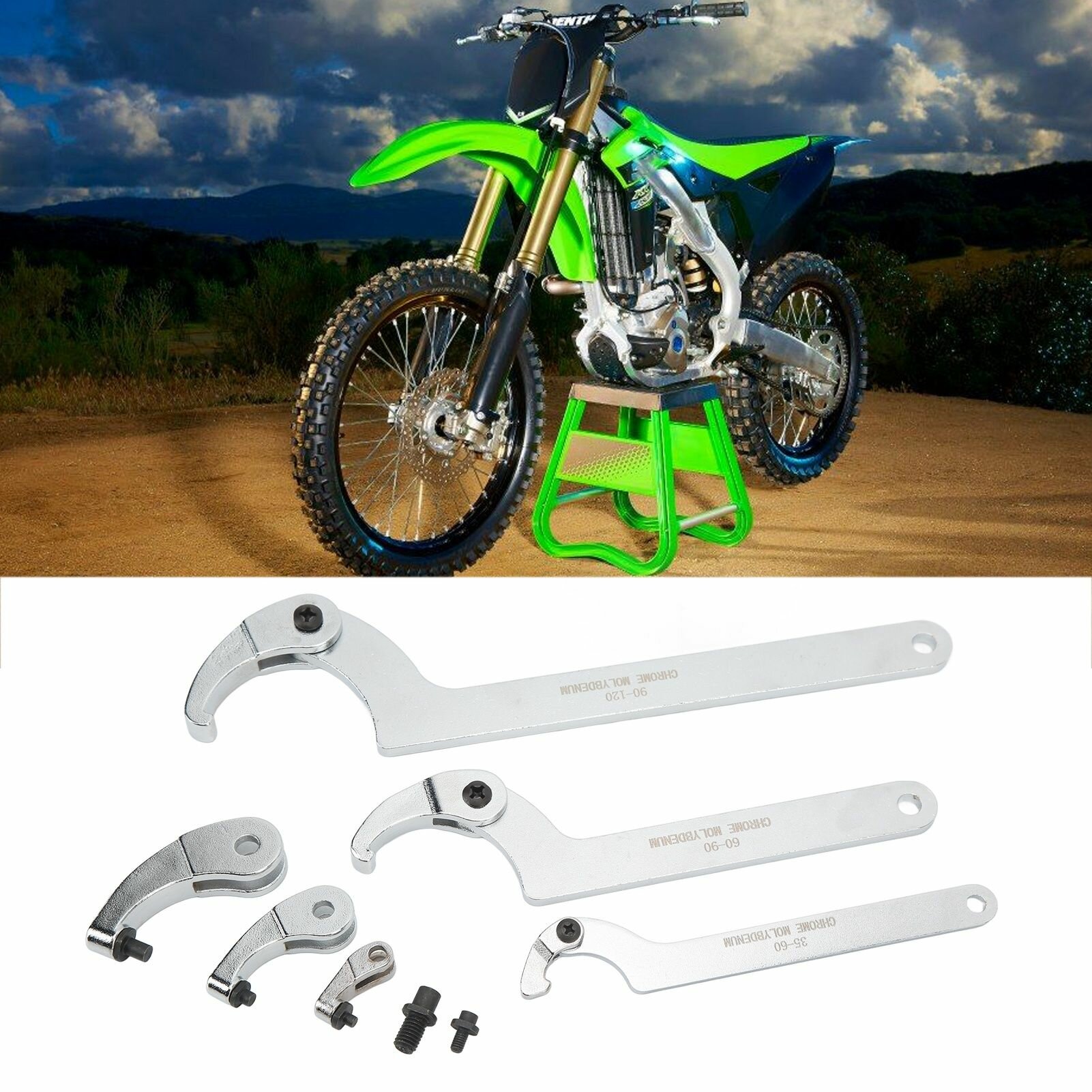 8 Шт Регулируемый Гаечный Ключ с Крючком 35-120 мм C Крючком С Круглой Головкой Набор Гаечных Ключей для Мотоцикла Dirt Bike