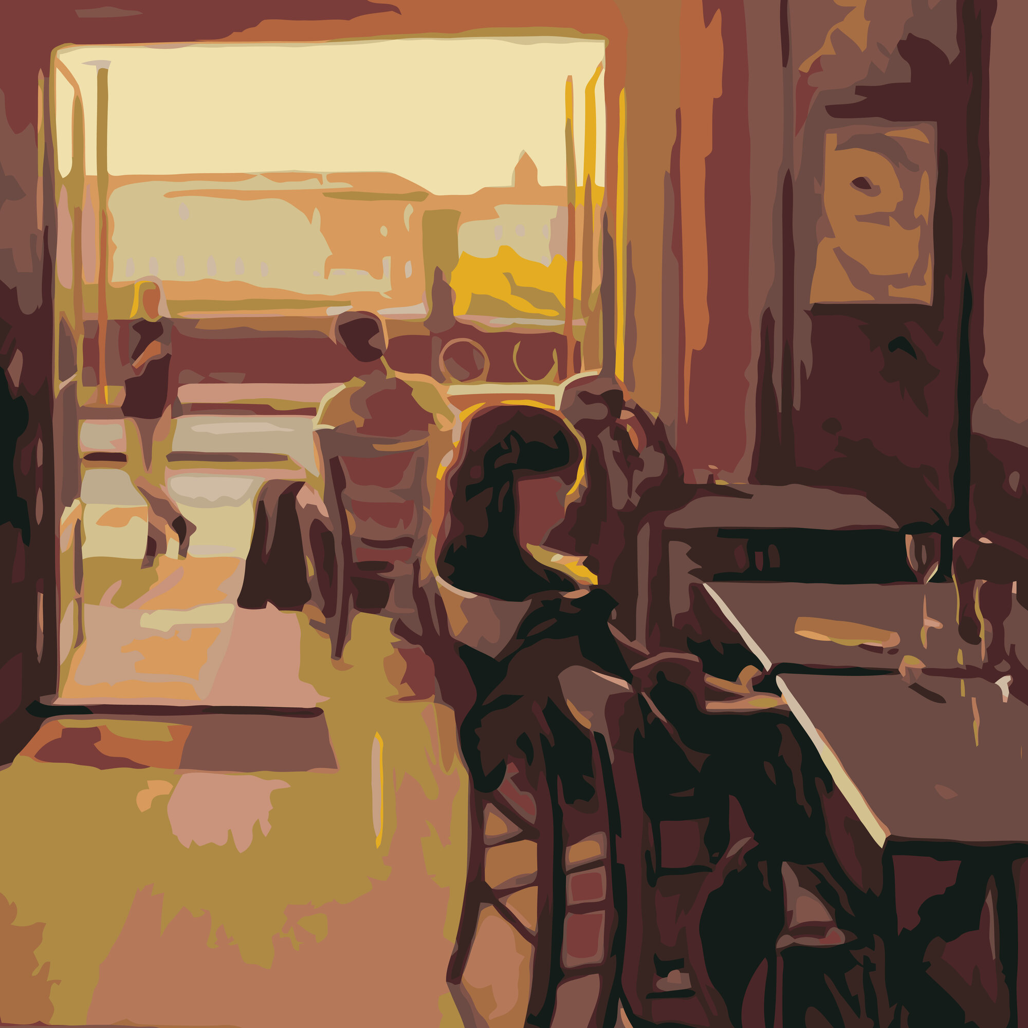 Картина по номерам Y-44 "Репродукция Эдварда Хоппера-Солнечный свет в кафе_1 " 40x40