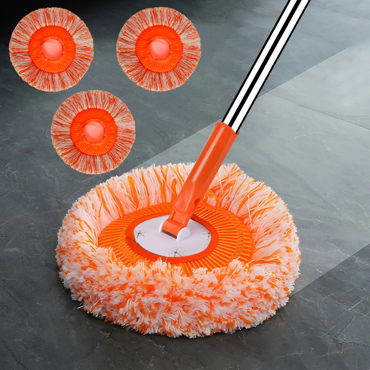 Набор швабр с 4 круглыми насадками, телескопическая ручка 190 см, для дома (пол, потолок, стены) и авто=v=