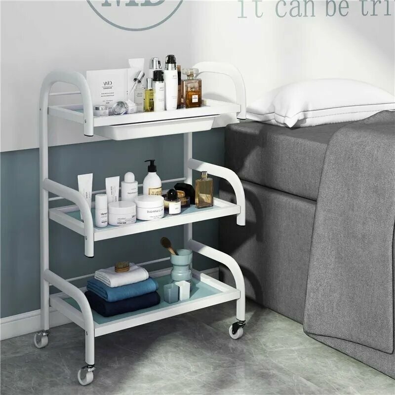 Тележка косметологическая Fabric-Stol LR303, с прозрачными стеклянными полками