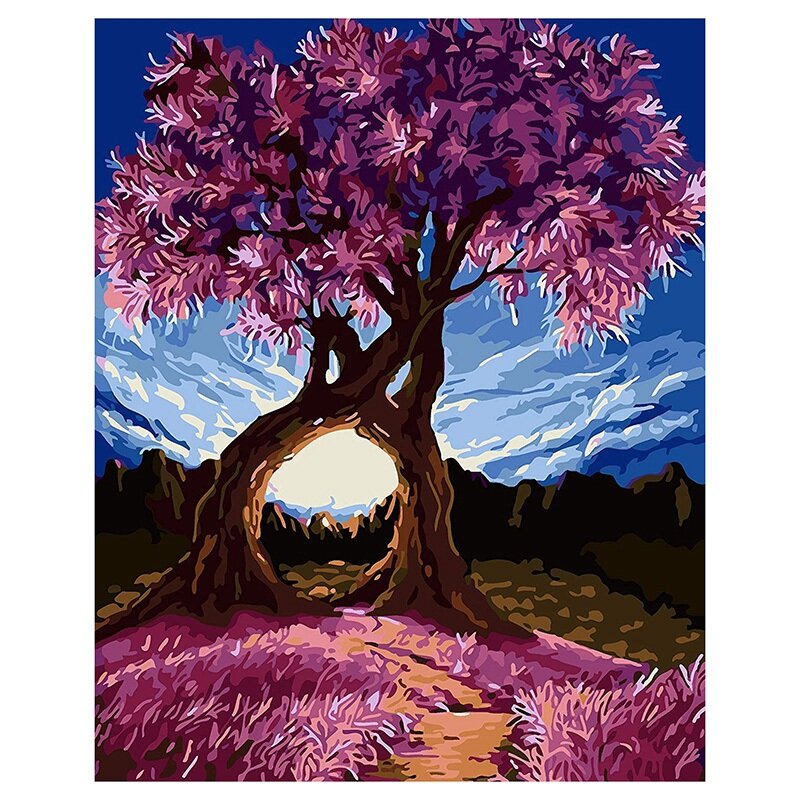 Раскраска по номерам DIY акриловый набор для рисования для детей и взрослых 40x45 см Дерево любви с 3 брусками