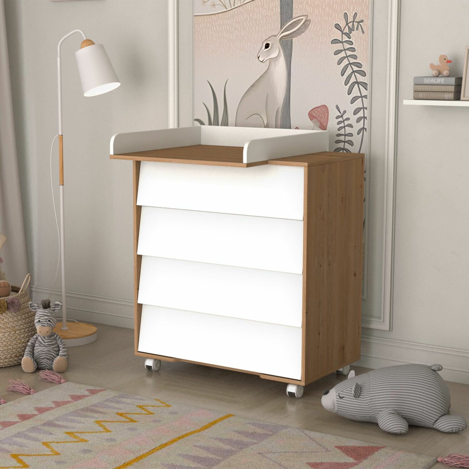 Комод детский с пеленальной доской Incanto Cambridge 800/4 Дуб/белый