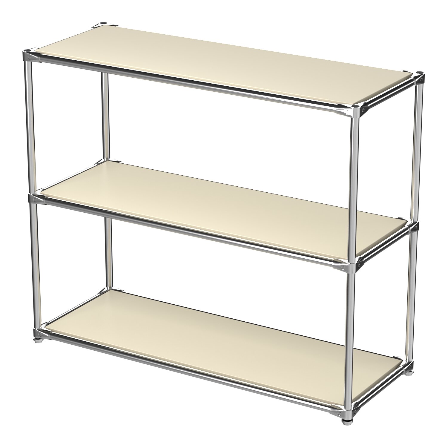 Хромированный стеллаж стиль №3г с полками под цвет дерева, Крем Вайс