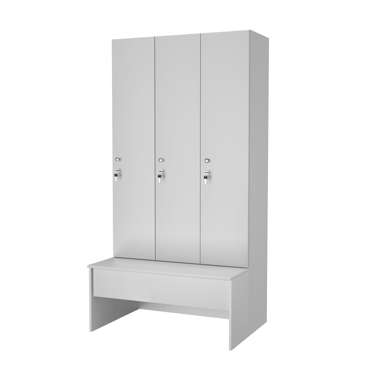 Шкаф для раздевалок со скамейкой комбо-соло №3-1, Серый. Производитель товара - компания ТОБ.