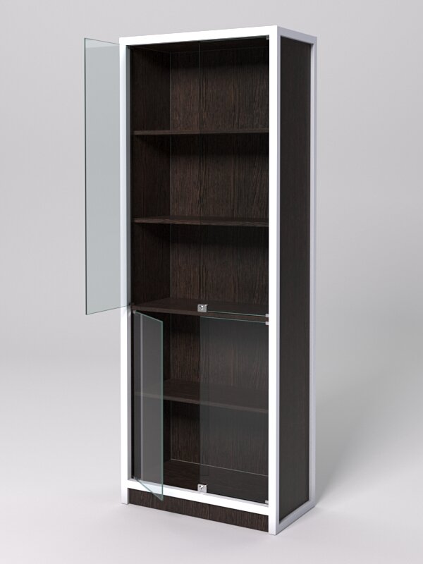 Шкаф-витрина офисный ШВ-51 "стронг" в стиле лофт, Дуб Венге + металлический каркас Белый