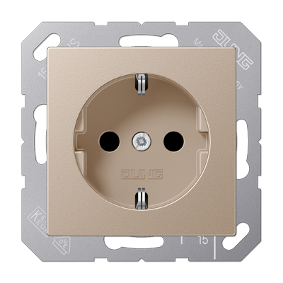 JUNG A 500 Шампань Розетка с заземлением безвинт. зажим, A1520CH