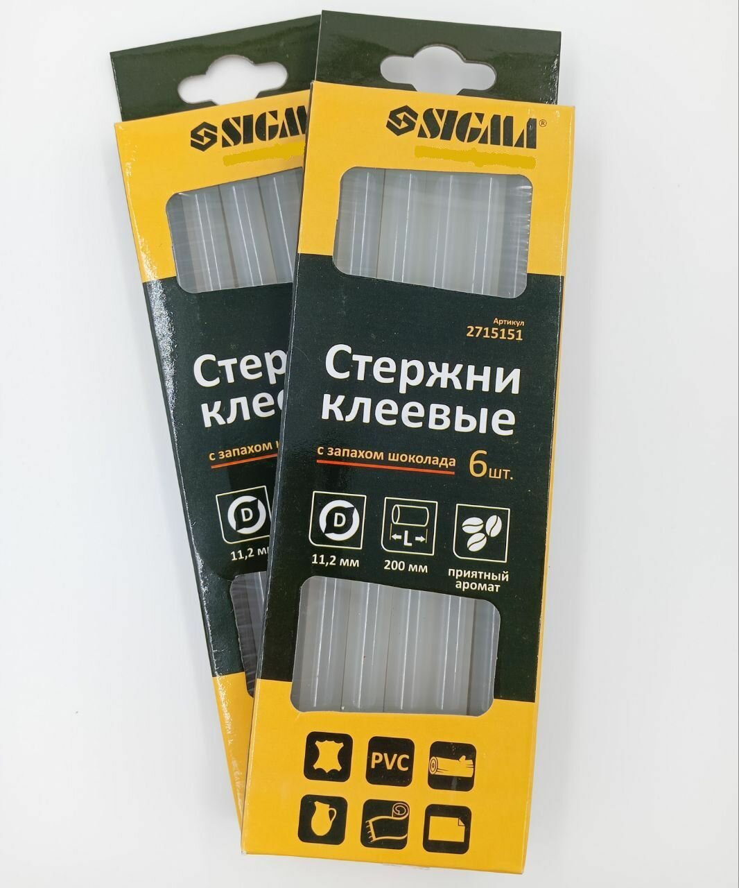 Стержни клеевые SIGMA 11.2*200мм 2 упаковки по 6шт (запах шоколада)