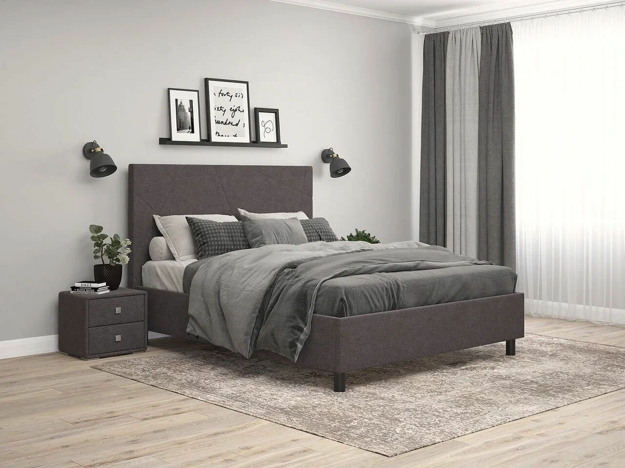 Кровать "Мальта" в ткани рогожка