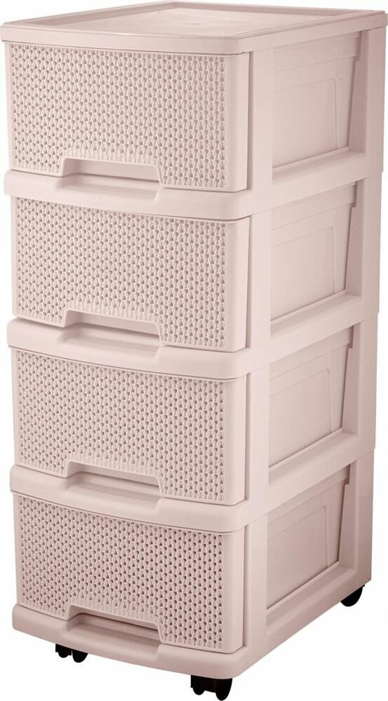 Комод для вещей пластиковый Ajur 4 секции, бежевый топаз