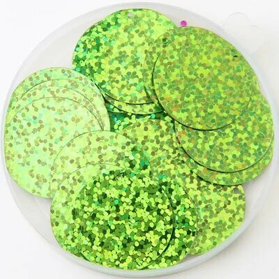 Пайетки круглые 30 мм, цвет Laser Light Green