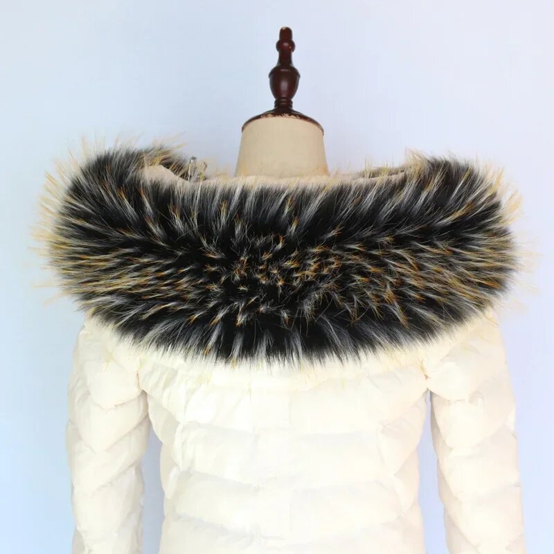 Qearlstar 2025 Новый мех воротник фальшивый ракон лисица мех роскошный женщины мужчины детские шарфы пальто капюшон декор одежда аксессуары обгортки FY502,200,18, искусственный мех, полиэстер,