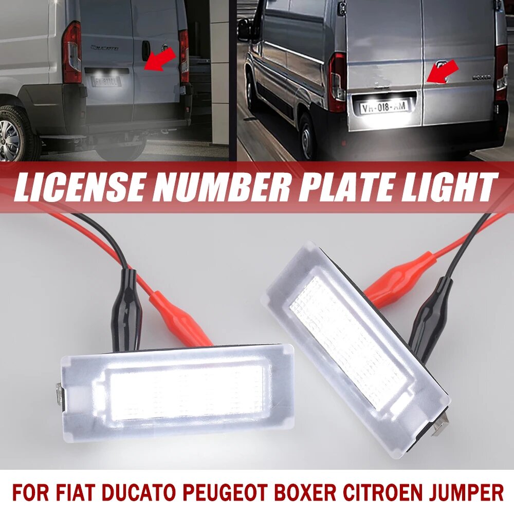 Комплект Из 2 Белых Светодиодных Фонарей Подсветки Номерного Знака Для Fiat Ducato Bus, Peugeot Boxer, Citroen Jumper 2006-2020