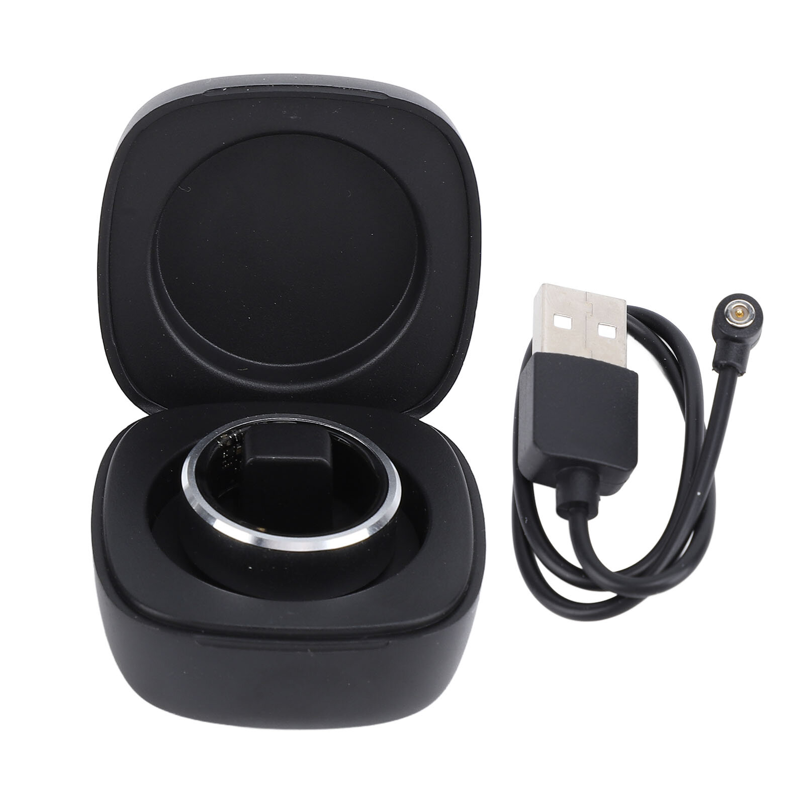 Умноефитнес-кольцоSmartHealthRing, шагомер, Bluetooth5.1, водонепроницаемостьIP68, мониторингсна, фитнес-трекерсбеспроводнымзаряднымчехлом, цветType9, серебристый.