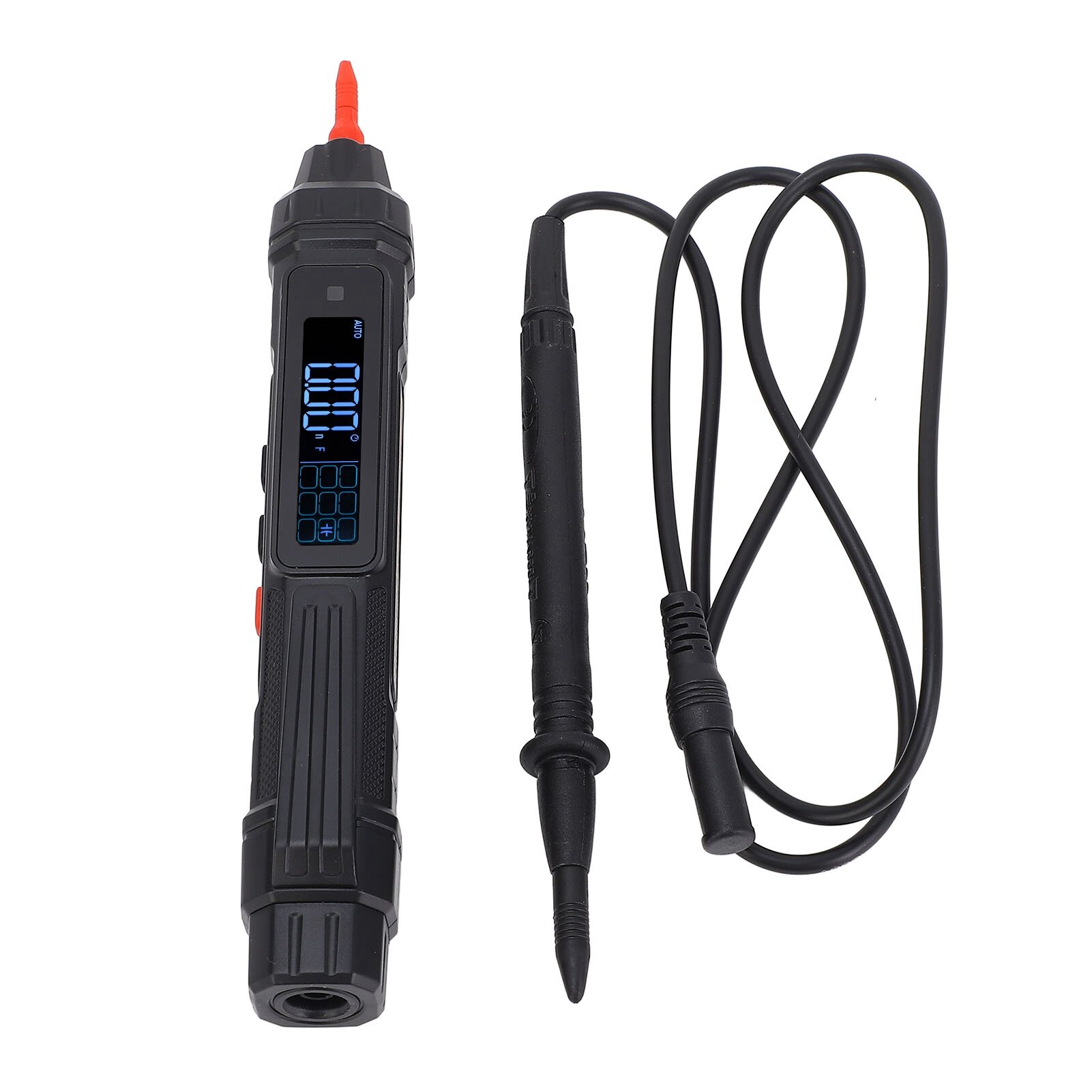 Мультиметр в виде ручки, измеритель напряжения переменного и постоянного тока, резисторов, конденсаторов, частоты, целостности цепи, диодов, цветной экран, цифровой.