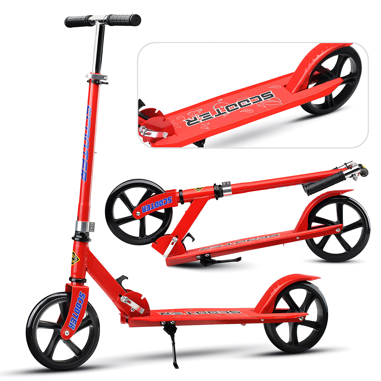 Самокат 2-х кол, красный, до 80 кг. Рекомендованный возраст: с 5 лет.