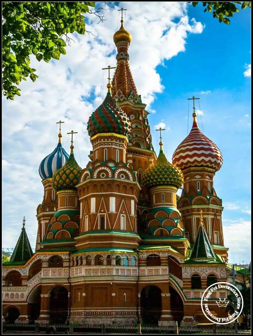 Алмазная мозаика на подрамнике "Собор Василия Блаженного" круглые бриллианты 40х50см