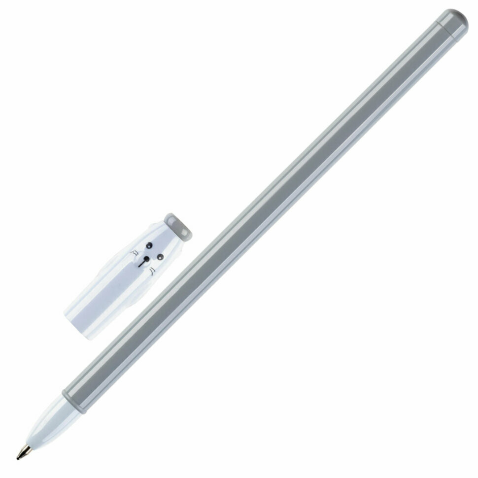 Ручка с топпером шариковая "Кот", синяя, корпус ассорти, линия письма 0,7 мм, дисплей, CM, 89523, 48 штук, 143815