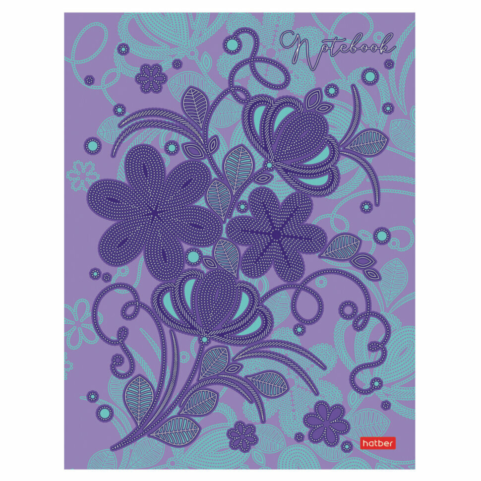 Блокнот А5 167х216 мм, 80 л, твёрдый, клетка, матовая ламинация, блок 5 цветов, HATBER, "Искусство орнамента", 085277, 80ББ5лофВ130982, 117638